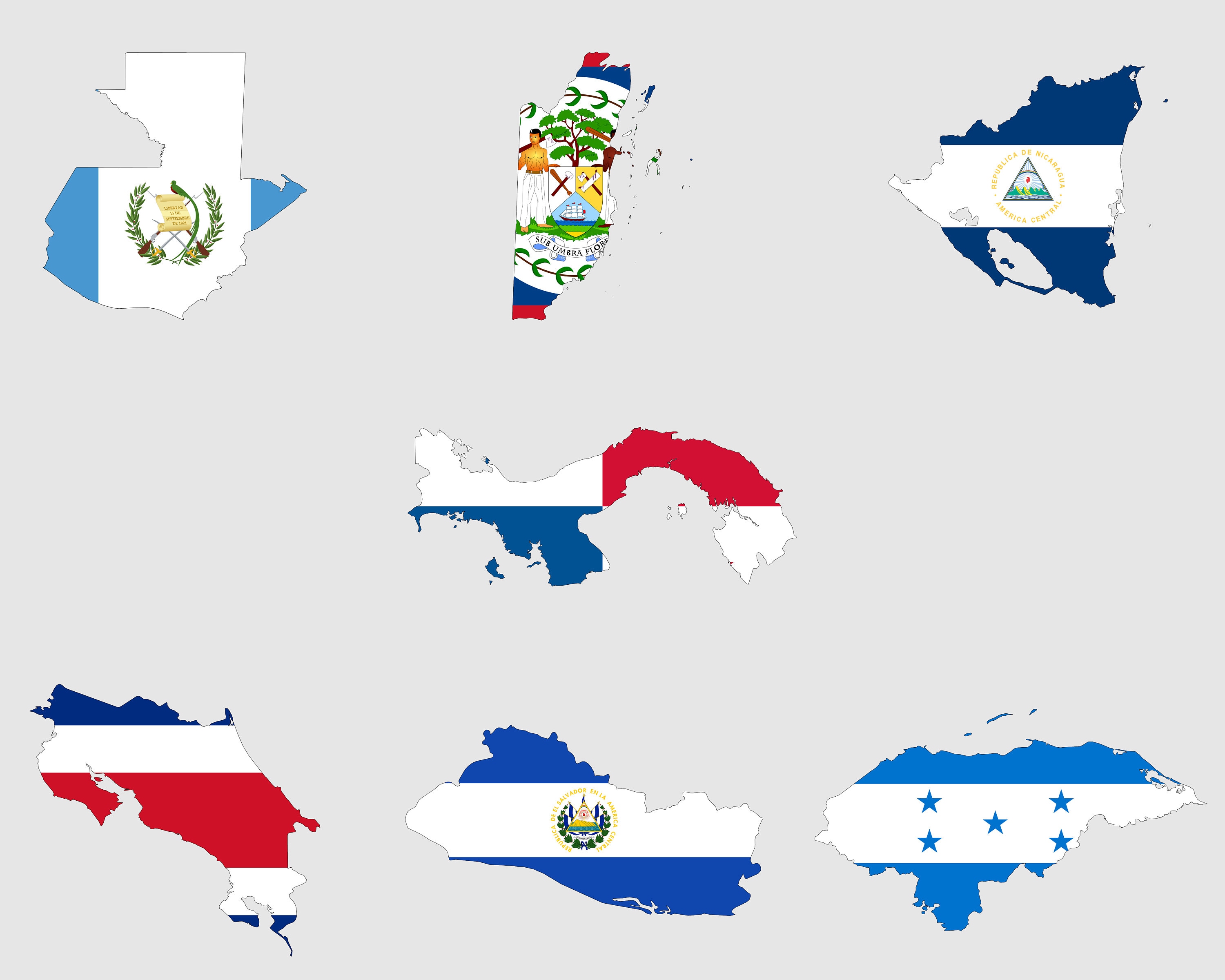 Mapas de banderas de países de América Central SVG Nación de - Etsy México