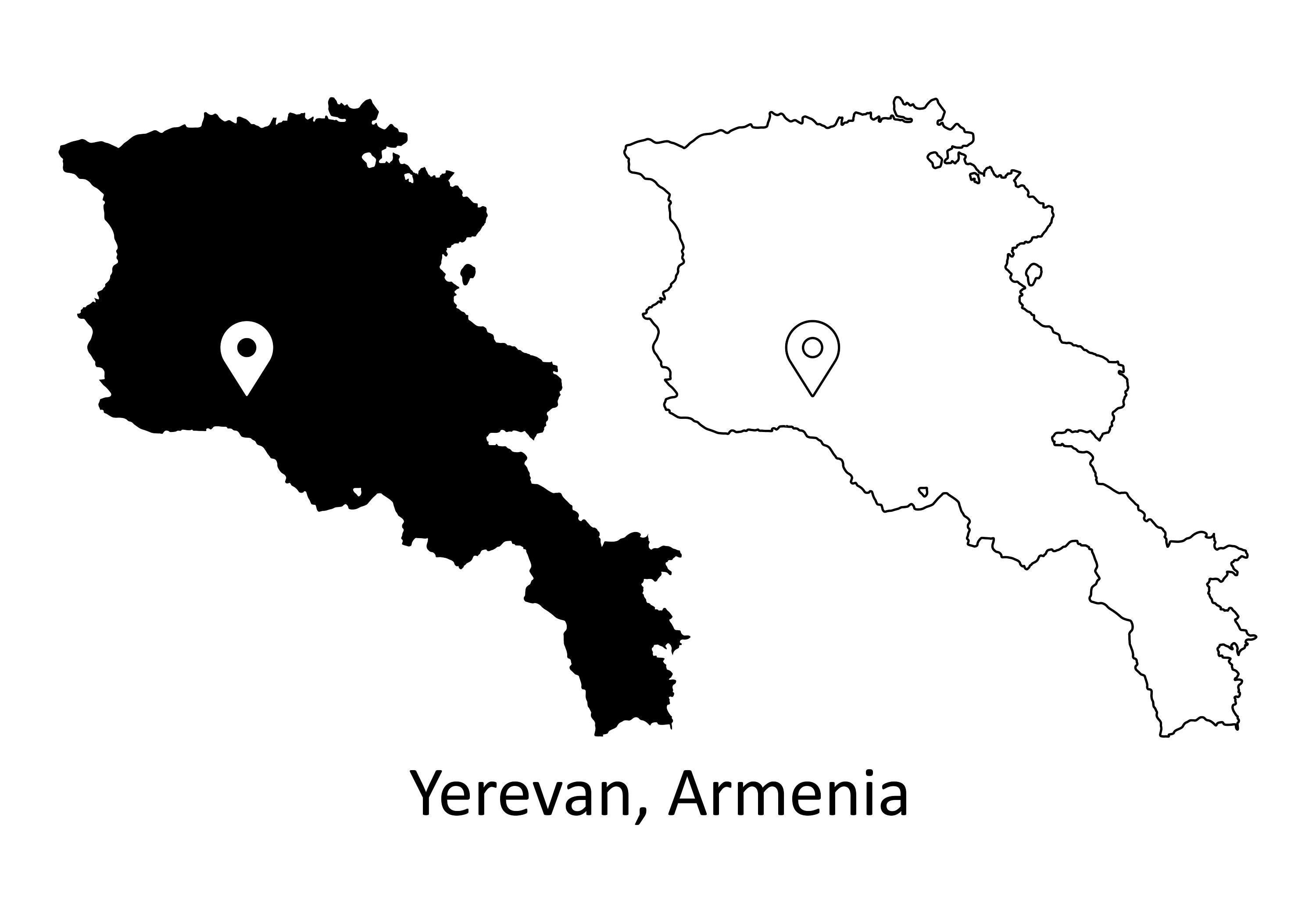 Yerevan Armenia Map Capital City Country Location Pin Black - Etsy