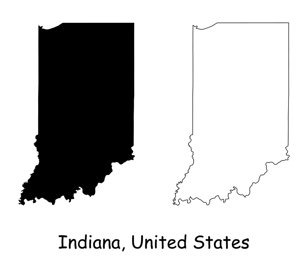 Indiana Map SVG - IN USA United States of America Us, Black Outline ...
