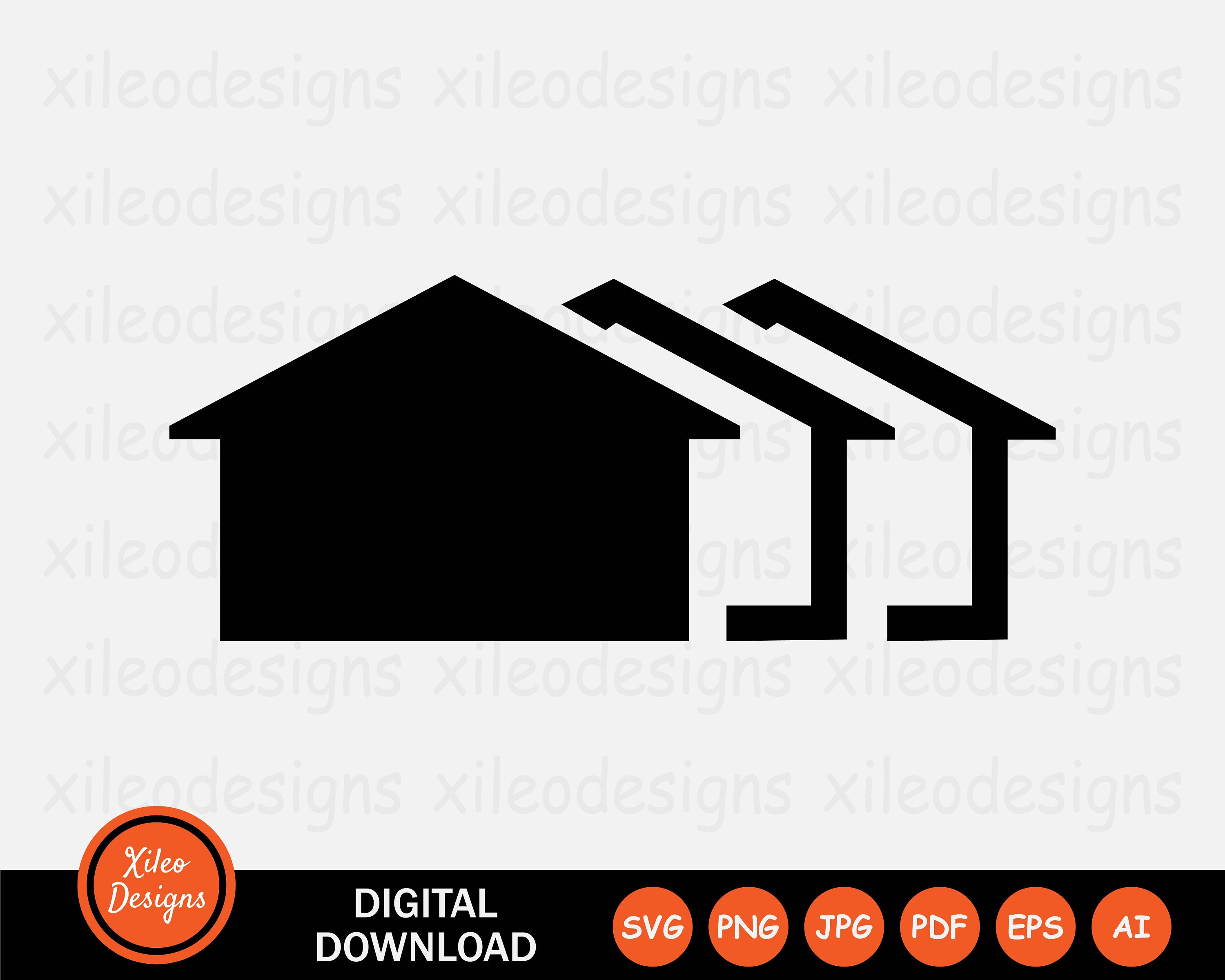 Housing Icon SVG Row of Houses Homes Building House Home Simple Set ...