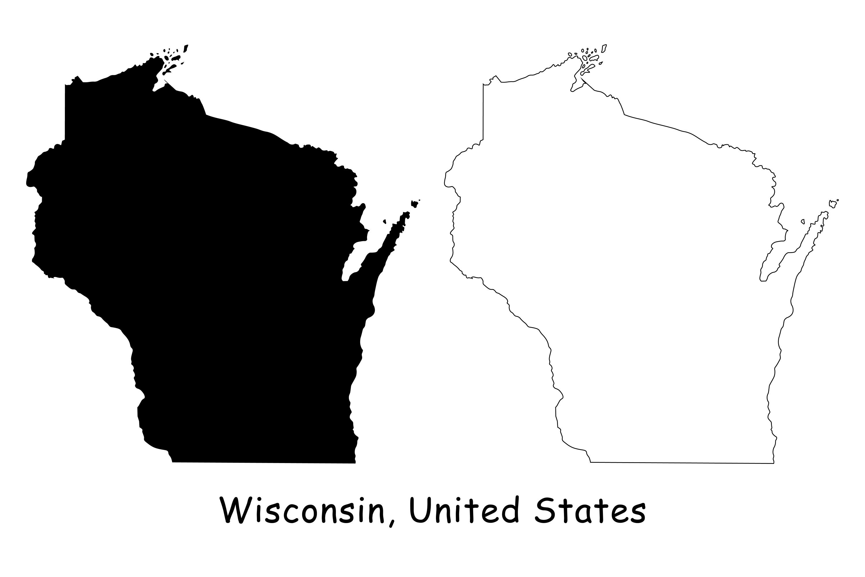 Wisconsin Map SVG WI USA United States of America Us Black - Etsy