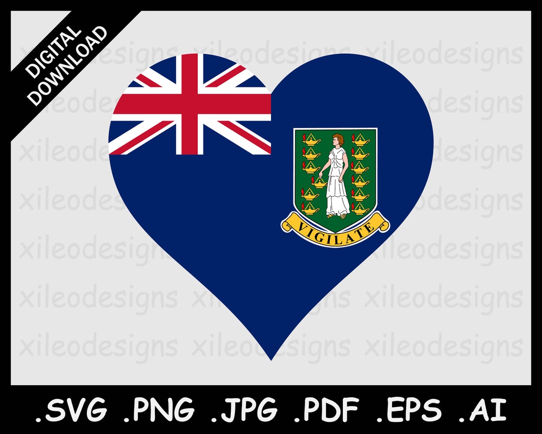 Virgin Islands Heart Flag SVG, British VI Love Shape Flag, Icon Symbol ...