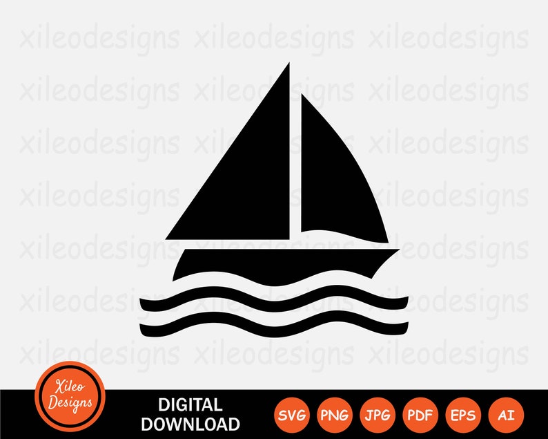 Sailboat Icon SVG - Sail Boat Wind Ship Yacht Sea Wave Ocean Lake ...