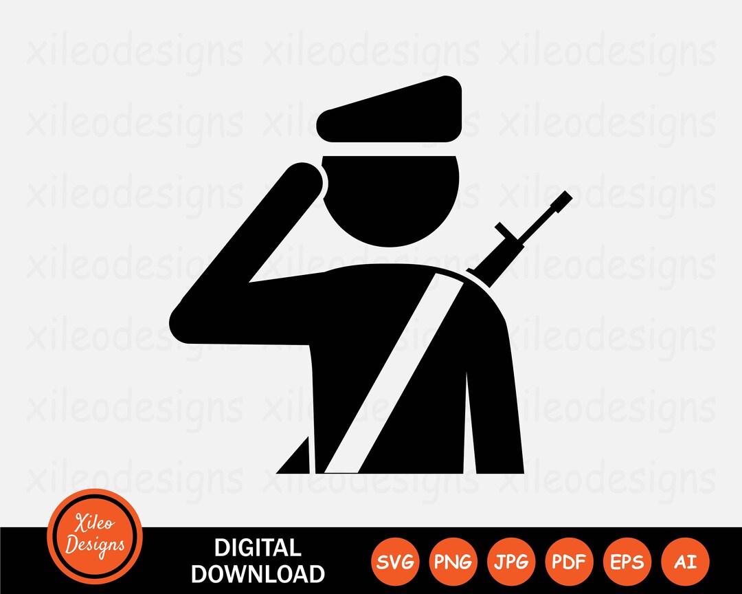 Army Soldier Icon SVG Military Gesture Respect Salute Digital Download ...