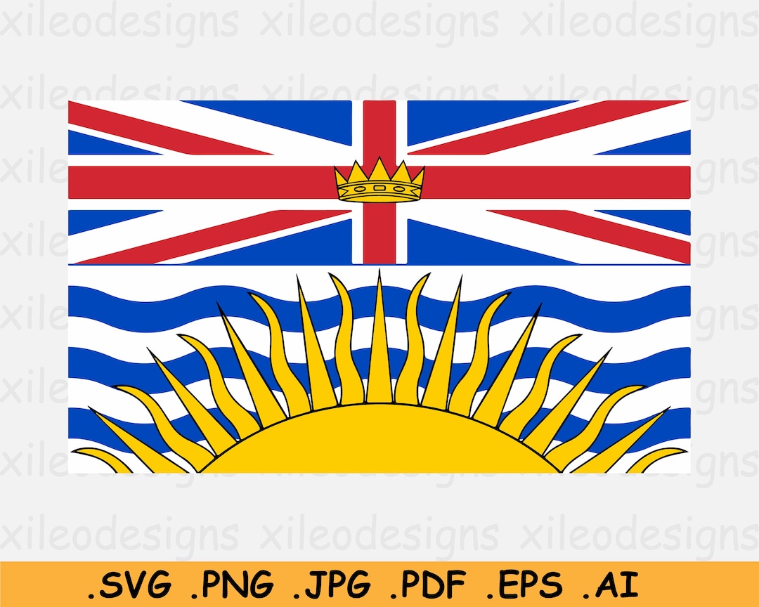 British Columbia BC Canada Flag, Canadian Province Banner, SVG Cut File ...