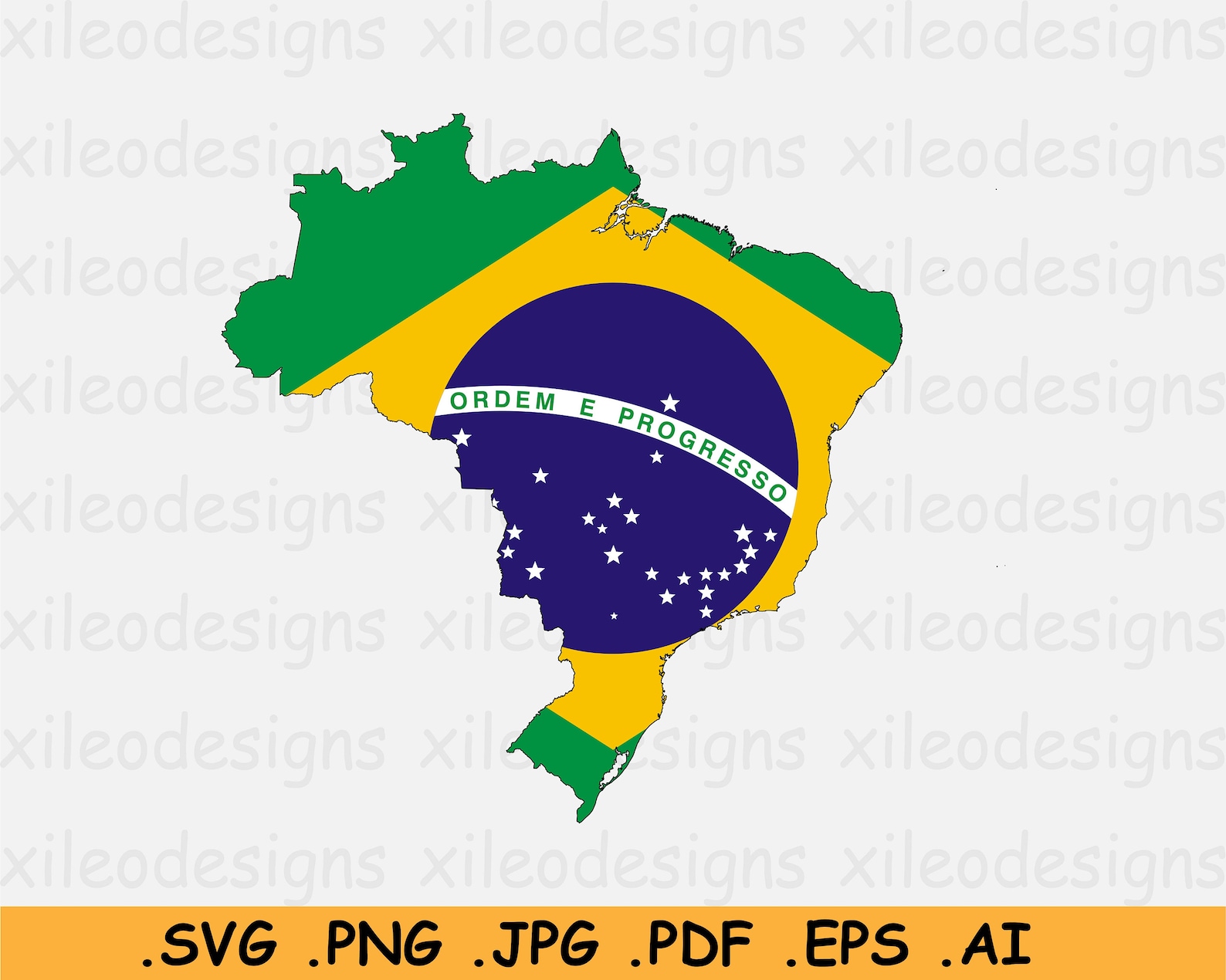 Brazil Map Flag SVG Map of Brazil Brazilian National Flag | Etsy