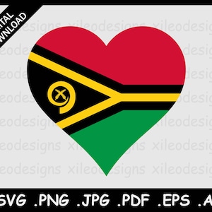 Vanuatu Heart Flag SVG, Vanuatuan Love Shape Country National Flag ...