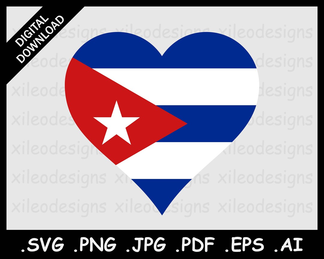 Cuba Heart Flag SVG, Cuban Love Shape Banner, National Nation Country ...