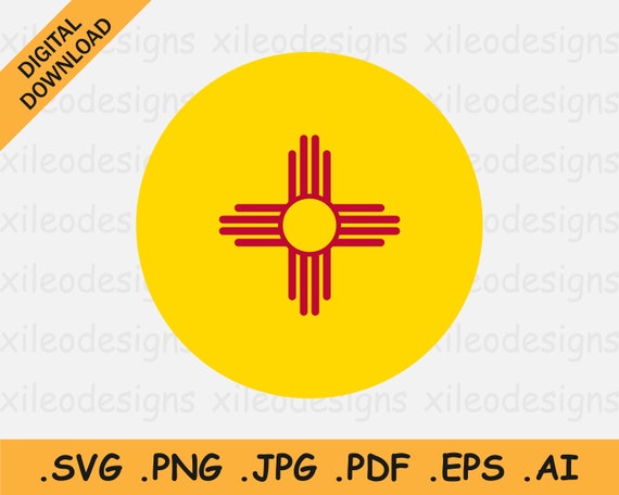 New Mexico Round Flag SVG NM USA Circular Circle State | Etsy