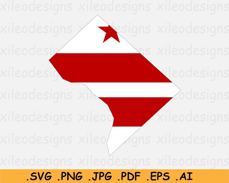 Washington DC Flag Map SVG District of Columbia United States - Etsy
