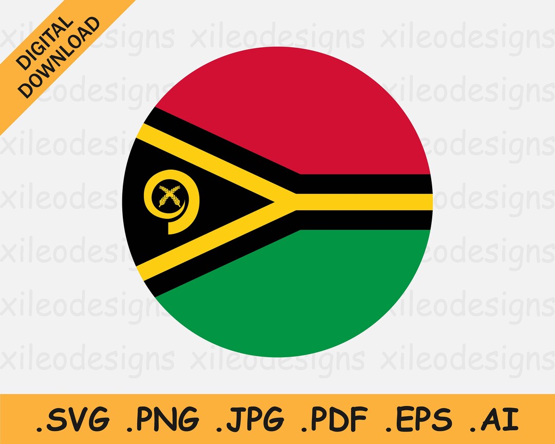 Vanuatu SVG, Round Flag SVG, Vanuatuan Circular Banner, National Circle ...