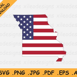 Missouri Map US Flag Svg, MO USA on American Flag, America State Banner ...