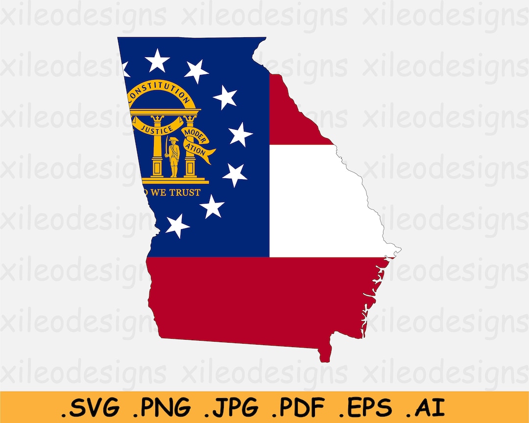 Georgia State Flag Map SVG, United States of America, GA USA Border ...