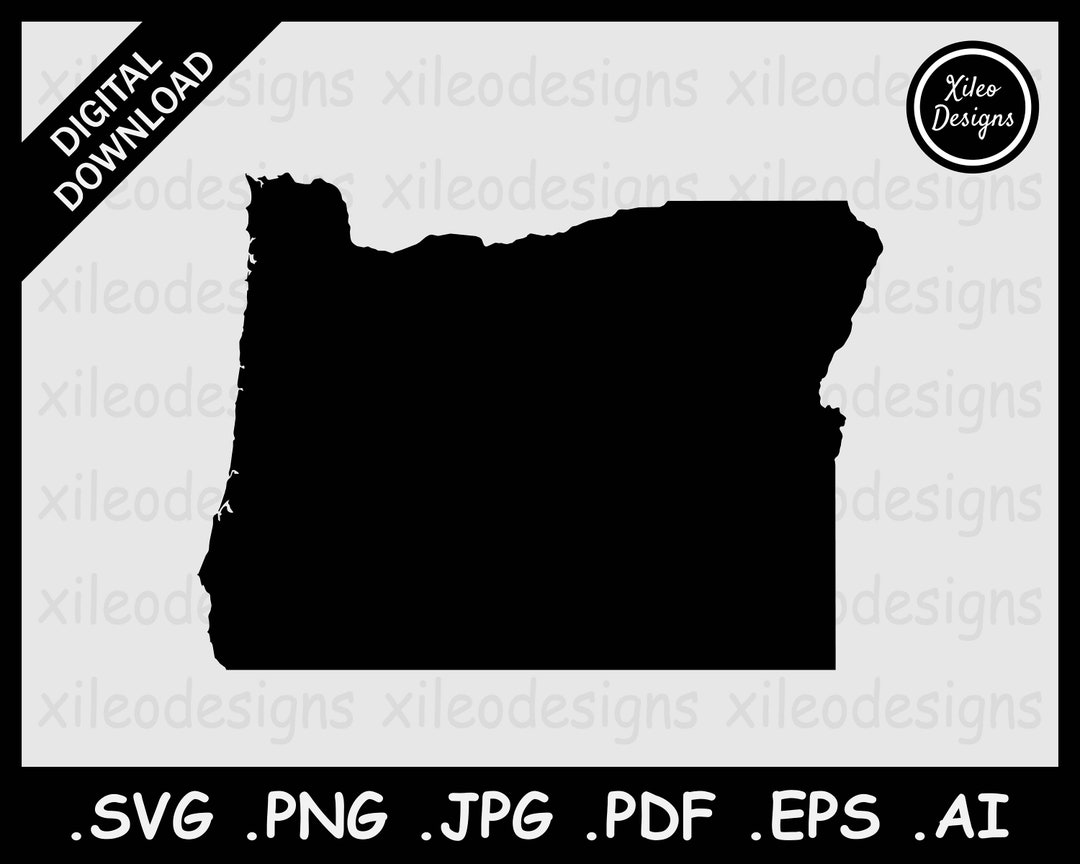 Oregon Map SVG, OR USA State Boundary Border, Oregonian United States ...