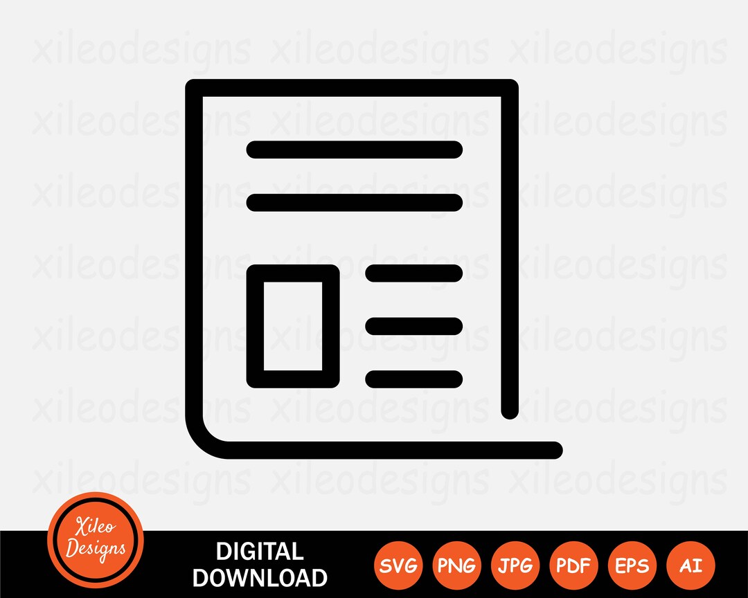 Newspaper Line Icon SVG News Article Paper Media Flyer Png Jpg Eps Ai ...