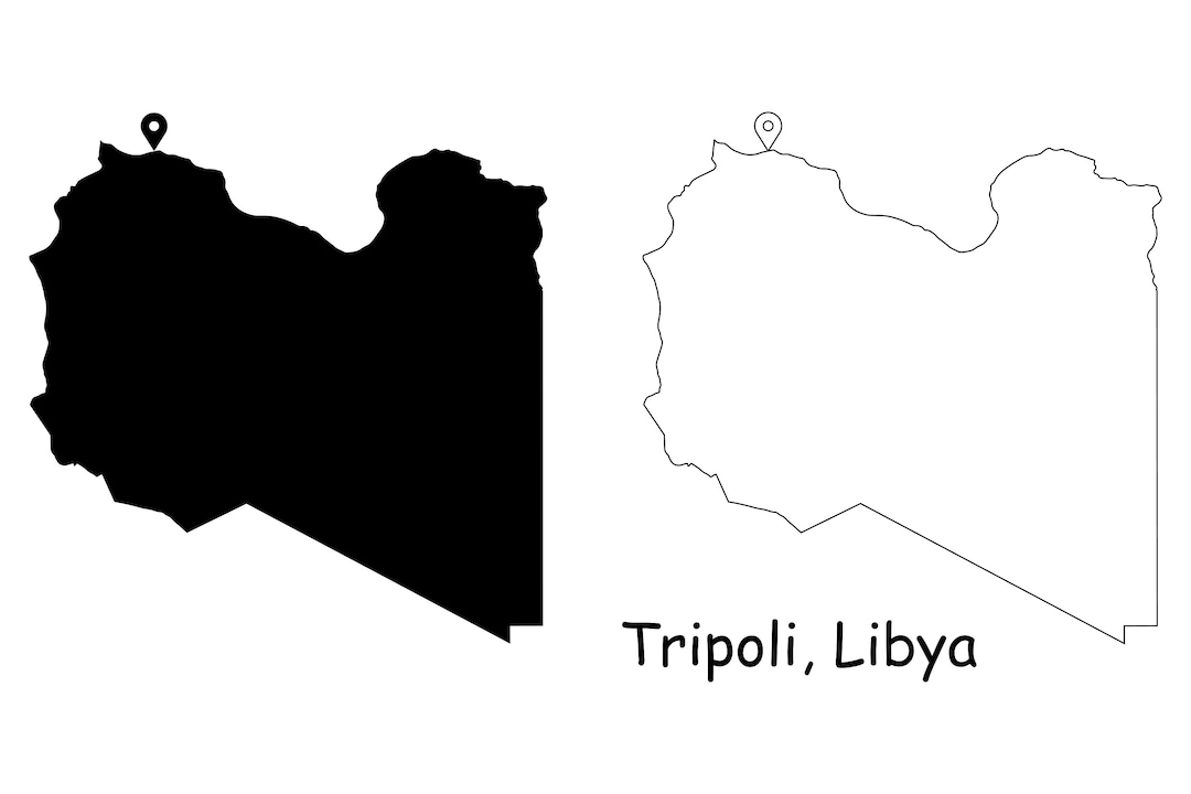 Tripoli Libya Map Capital City Country Location Pin Black White ...