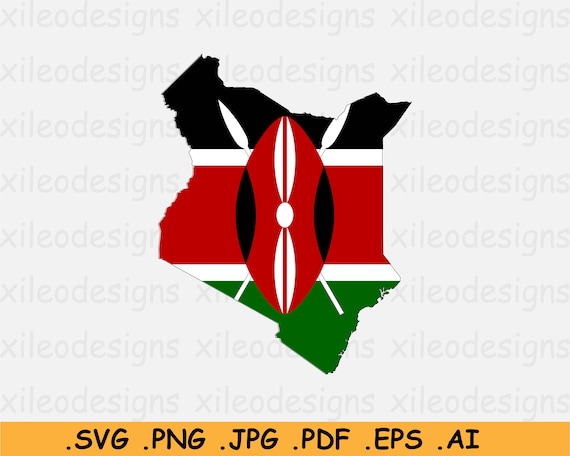 Kenya Map Flag SVG Kenyan SVG Digital Download Country - Etsy India