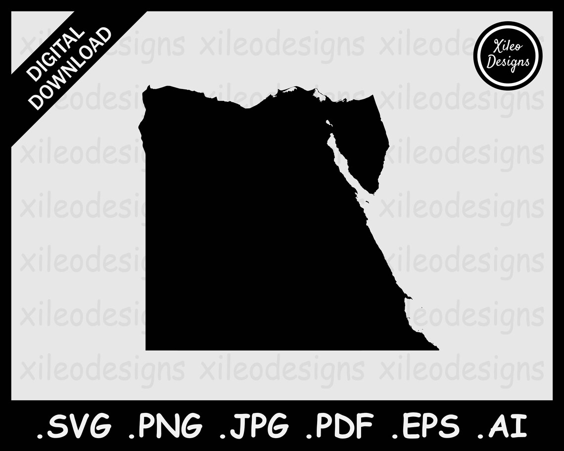 Egypt Map SVG, Egyptian Country National Border Boundary, Black ...