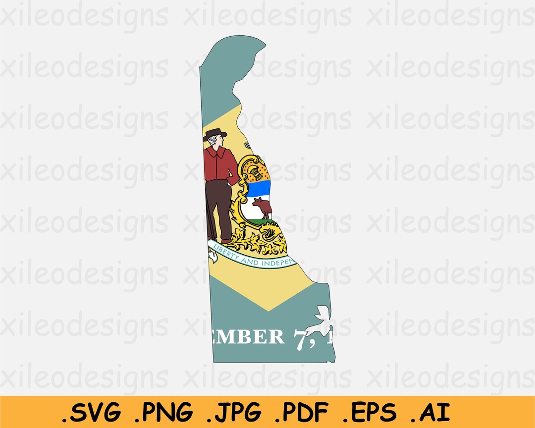 Delaware Flag Map SVG, United States of America, DE USA State Border ...