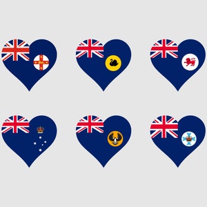 Australian State Heart Flags SVG, Australia States Love Shape Flag ...