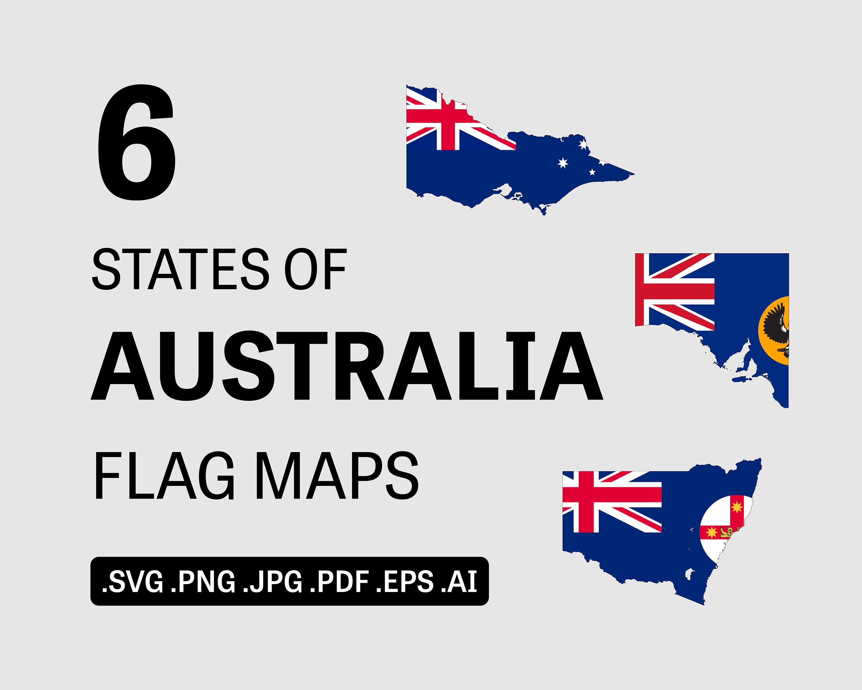 Australian States Flag Maps SVG Individual Border Boundary - Etsy