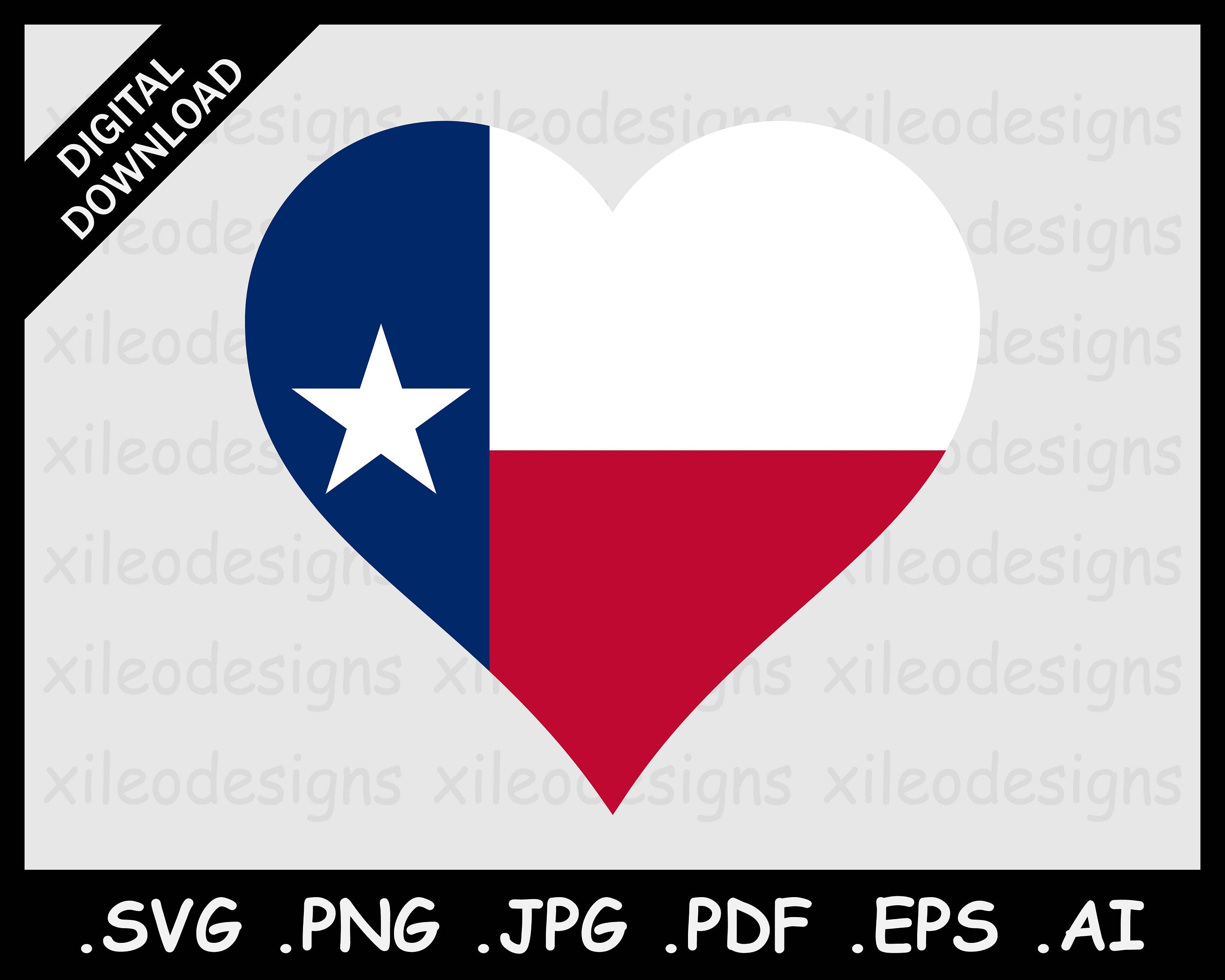 Texas Heart Flag SVG TX USA Love Shape Flag State Icon - Etsy