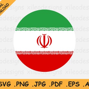 Iran Round Flag SVG, Persia Iranian Circular Banner, National Circle ...