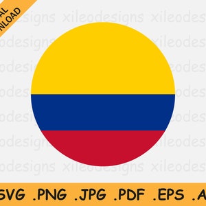 Colombia Round Flag SVG, Colombian Circular Banner, National Circle ...