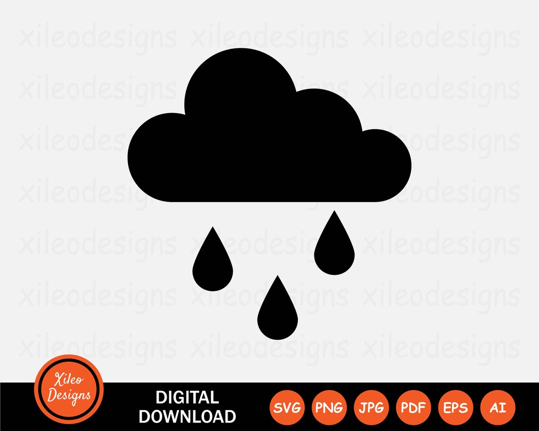 Rain Icon SVG Raining Cloud Water Drop Raindrop Season Graphic Vector ...