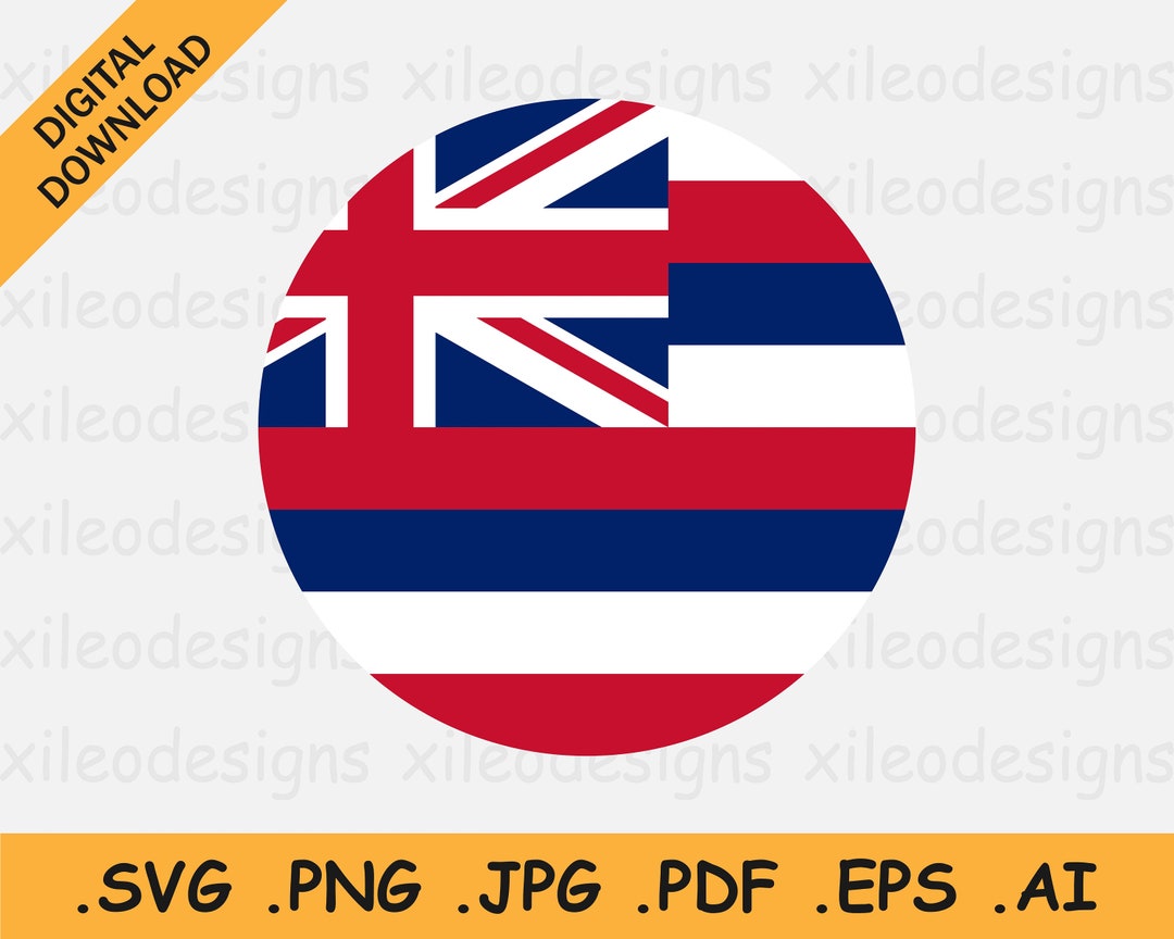 Hawaii Round Flag SVG - HI USA Circular Circle State Banner Button Icon ...