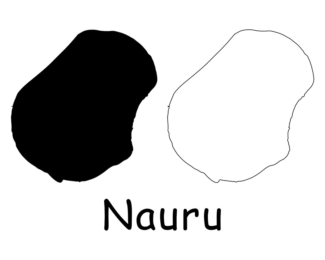 Map of Nauru, Nauruan Map, Black and White Detailed Solid Outline ...