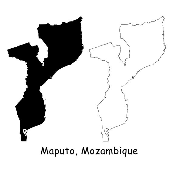 Maputo Mozambique Map Capital City Country Location Pin Black - Etsy