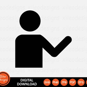 Stick Figure Gesture Icon SVG Man Person Point Gesture Sign Symbol ...