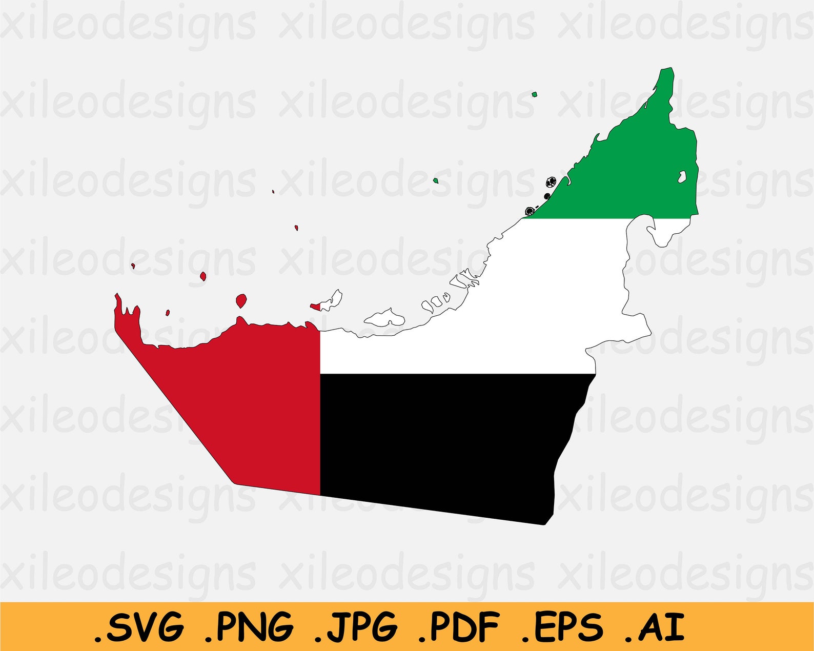 United Arab Emirates Flag Map UAE SVG Cricut Cut File | Etsy