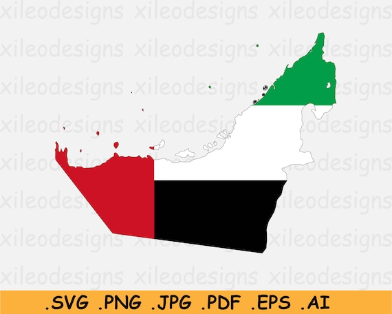 United Arab Emirates Flag Map UAE SVG Cricut Cut File - Etsy UK