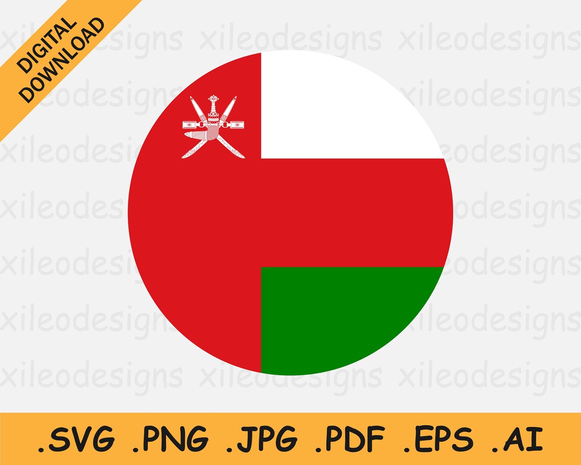 Oman Round Flag SVG Omani Circular Banner Country National - Etsy