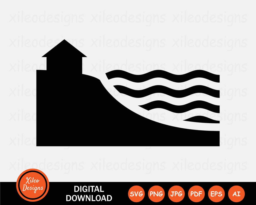Beach House Icon SVG Resort Hotel Seaside Waterfront Sign Symbol Cricut ...