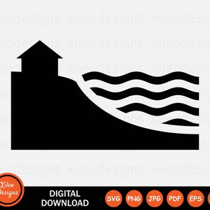 Beach House Icon SVG Resort Hotel Seaside Waterfront Sign Symbol Cricut ...