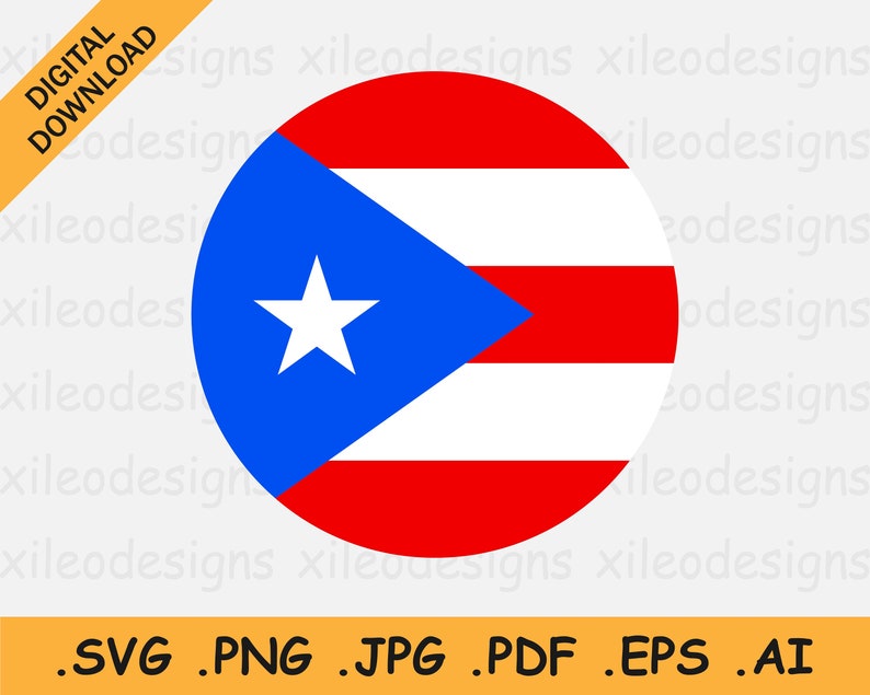 Puerto Rico Round Flag SVG - Puerto Rican US Territory Circular Circle Banner, Cricut Cut File ...