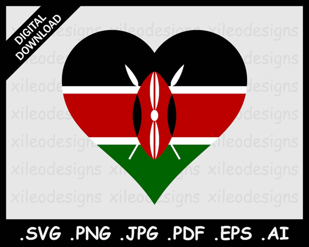 Kenya Heart Flag SVG, Kenyan Love Banner National Nation Country ...