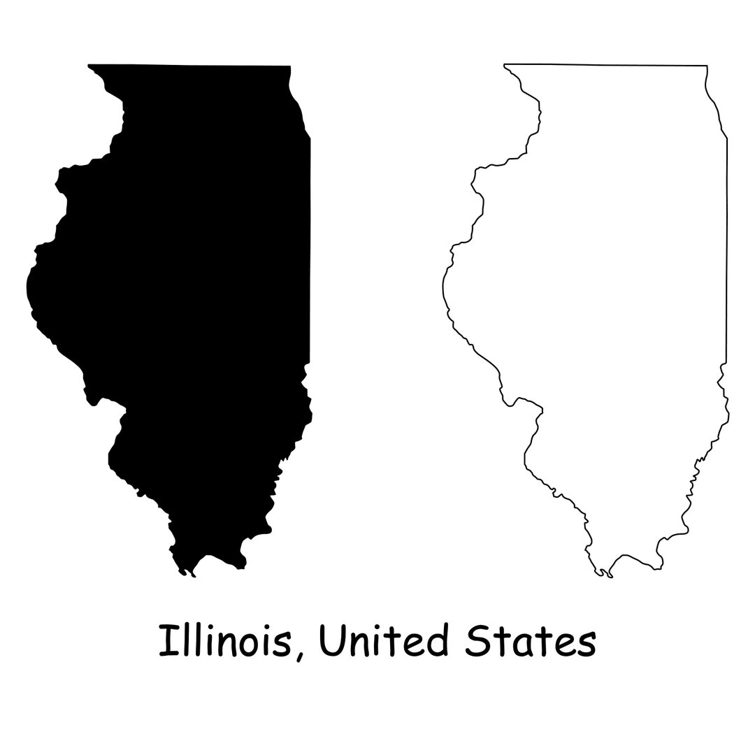 Illinois Map SVG, IL USA United States of America Us, Black and White ...