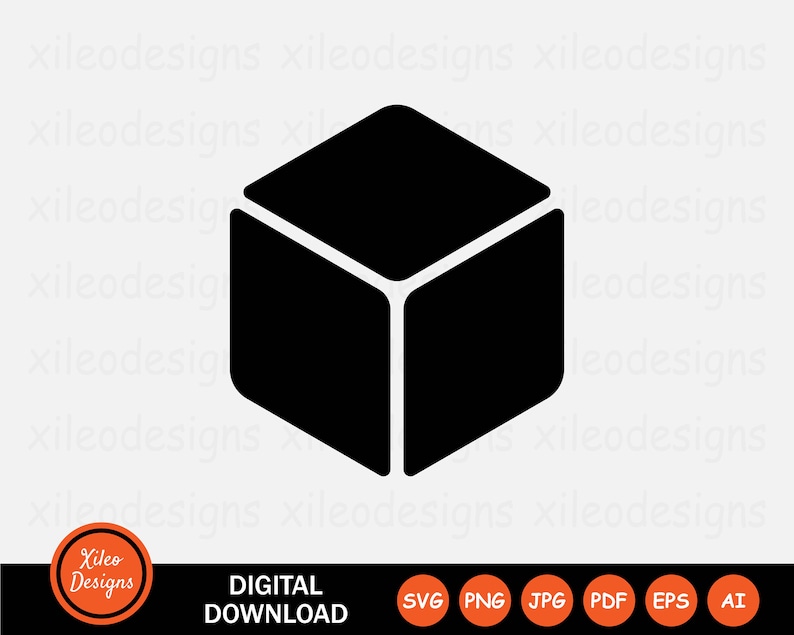3D Cube Icon SVG - Square Box Geometric Shape Block Brick Black Object ...
