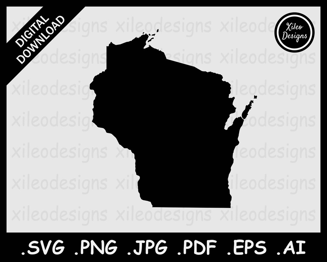 Wisconsin Map SVG, WI USA State Boundary Border, Wisconsinite United ...