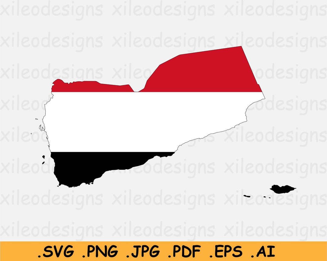 Yemen Flag Map SVG - Yemeni Cricut Cut File, Country Nation Silhouette ...