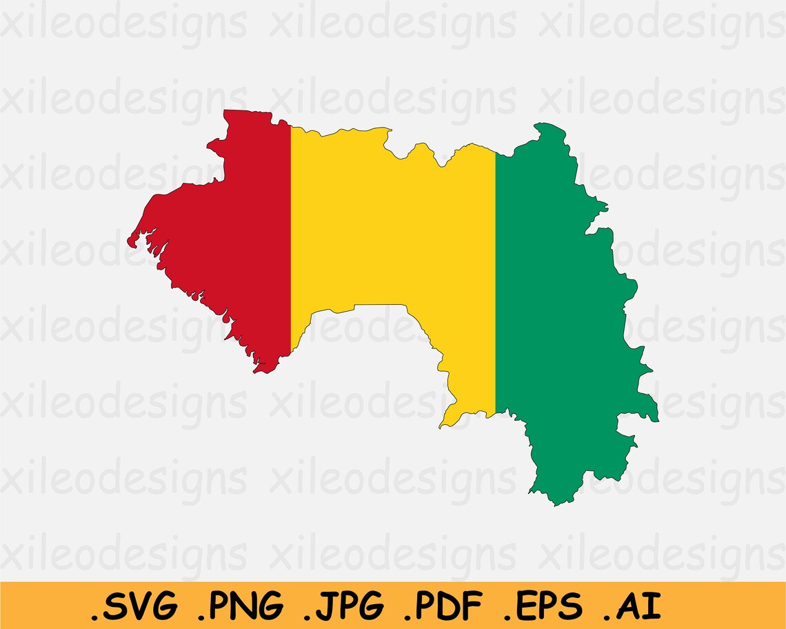 Guinea Flag Map SVG Guinean SVG Cricut Cut File Country | Etsy