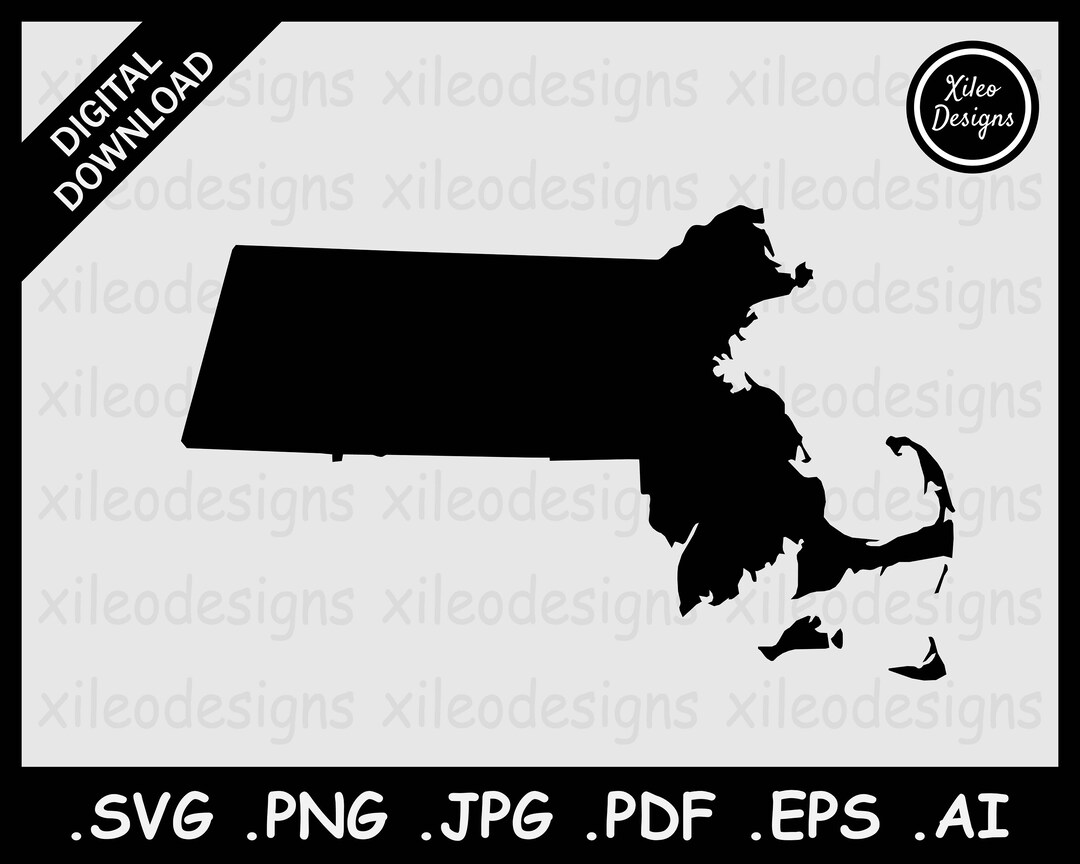 Massachusetts Map SVG, MA USA State Boundary Border, Massachusite ...