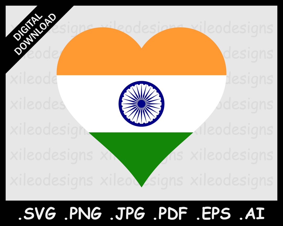 India Heart Flag SVG, Indian Love Banner National Nation Country ...