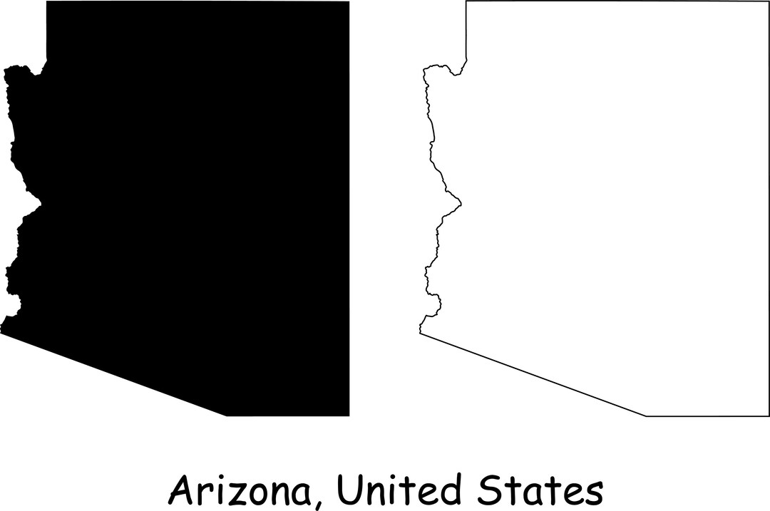 Arizona Map SVG - AZ USA United States of America Us, Black and White ...