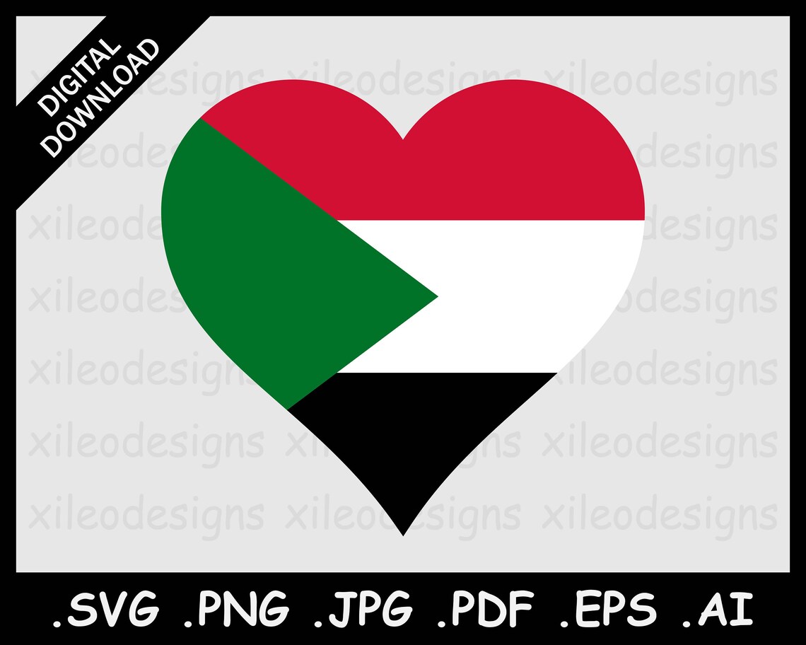 Sudan Heart Flag SVG Sudanese Love Shape Country National | Etsy