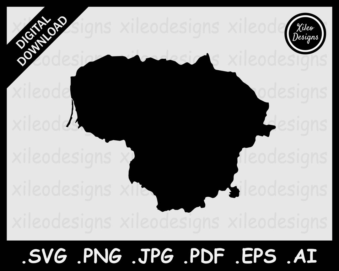 Lithuania Map SVG, Lithuanian Country National Border Boundary, Black ...